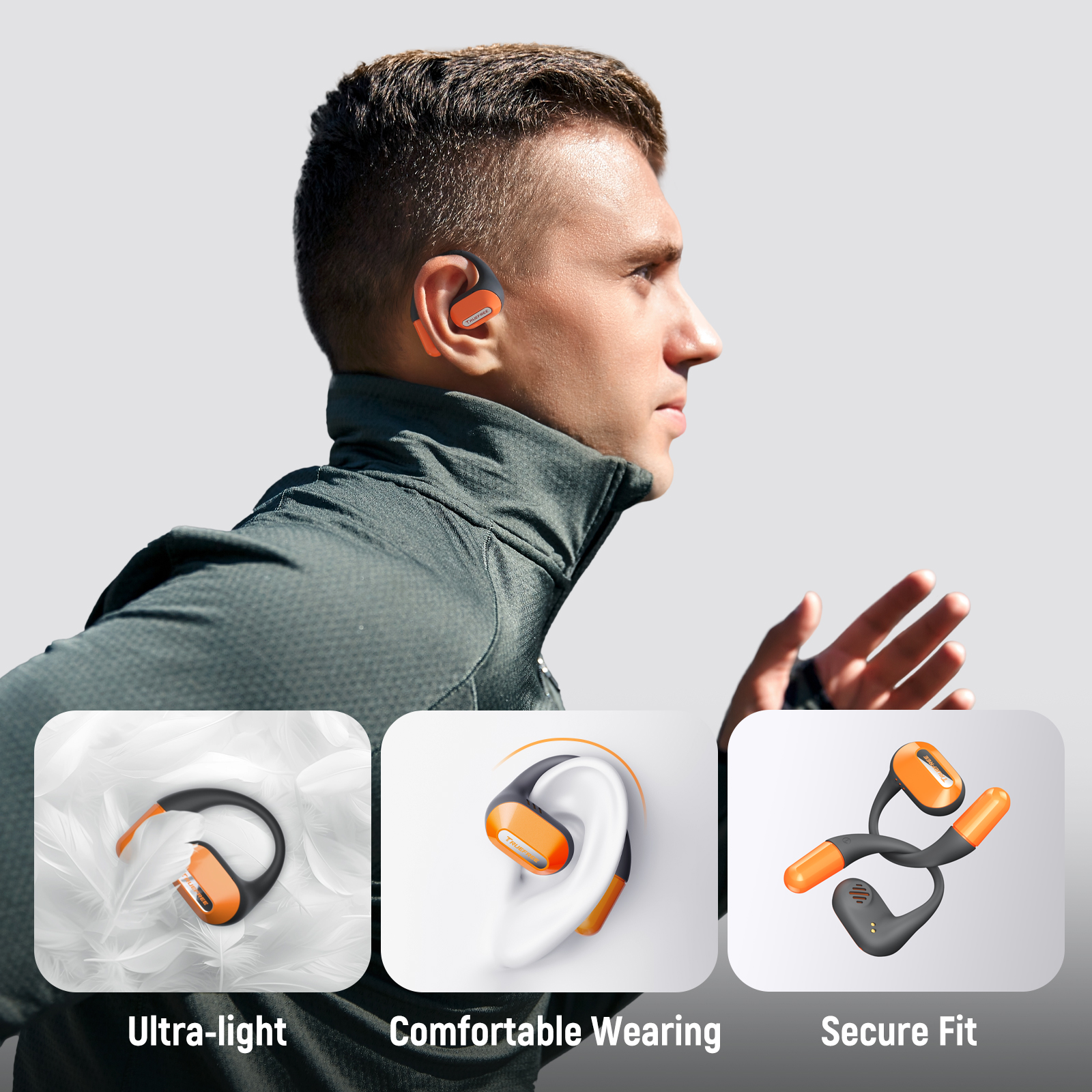 Truefree O2 Open Ear Headphones Ultra-Light, IPX5 Waterproof, 22H ...